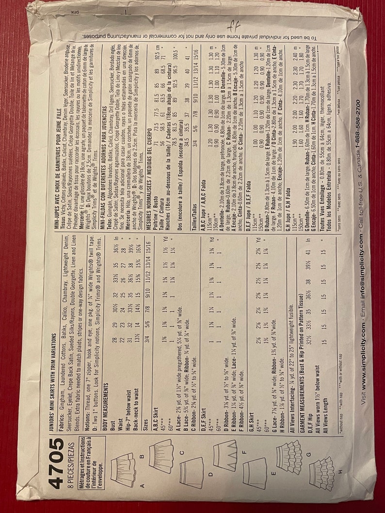 Simplicity 4705 Pattern UNCUT Easy to Sew Juniors Mini Skirts - Etsy