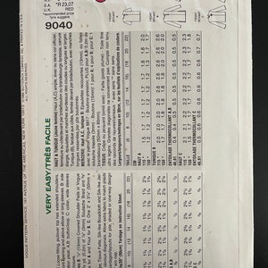Vogue 9040 Pattern CUT Complete 1990s Vintage Asymmetrical Button or ...