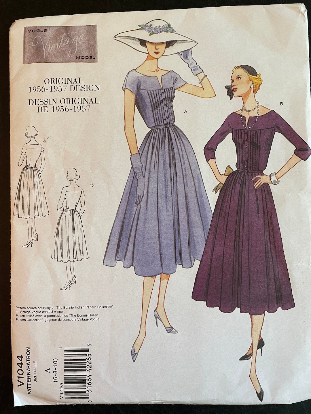 Vogue 1044 Pattern UNCUT Retro 1950s Bateau Neck Slash Front Shirt ...