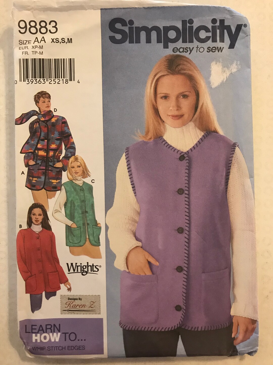 Simplicity 9883 Pattern UNCUT Learn How to Sew Easy Button Front Jacket ...
