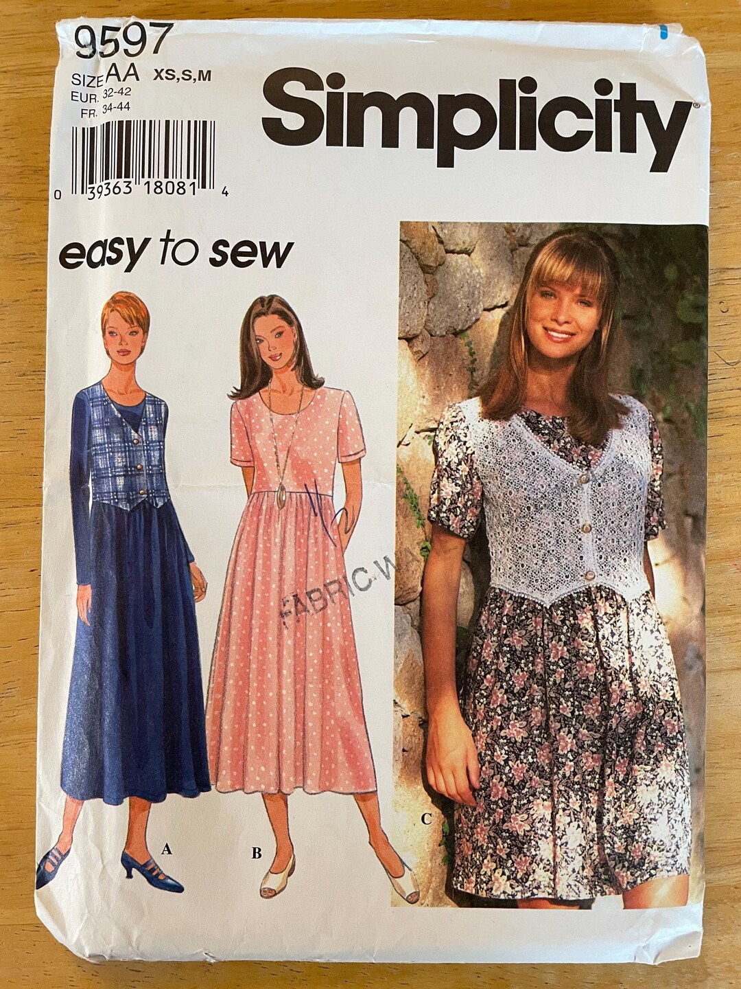 Simplicity 9597 Pattern UNCUT Easy Pullover Dress Full Gathered Skirt in Knee or Mid Calf Length ...