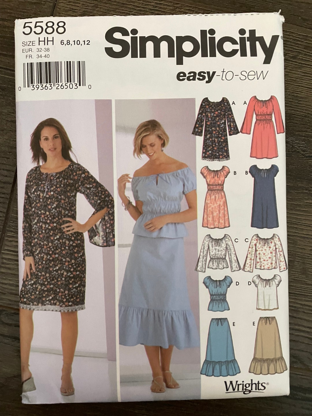 Simplicity 5588 Pattern UNCUT Vintage 2000s Easy to Sew Peasant Style ...