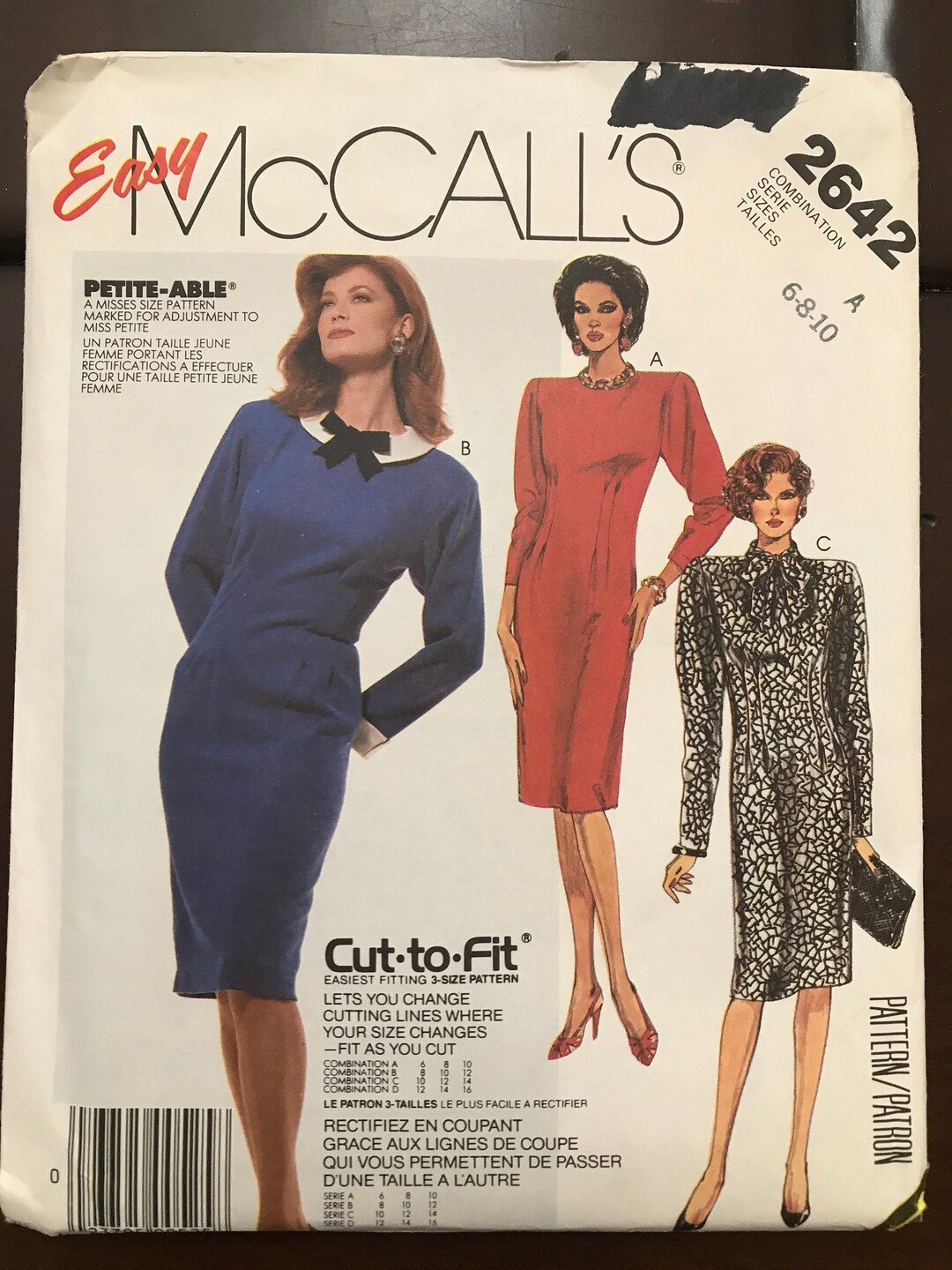 Mccalls 2642 Pattern UNCUT Vintage 1980s Easy Knee Length Shift Dress ...