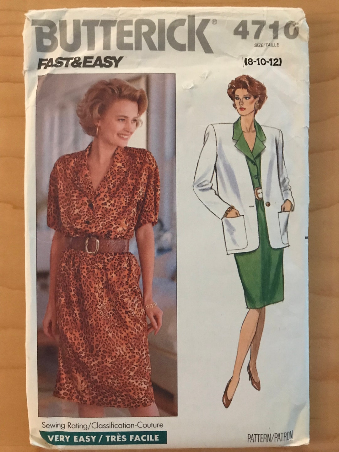 Butterick 4710 Pattern UNCUT Vintage 1990s Blouson Bodice Dress Pleats ...