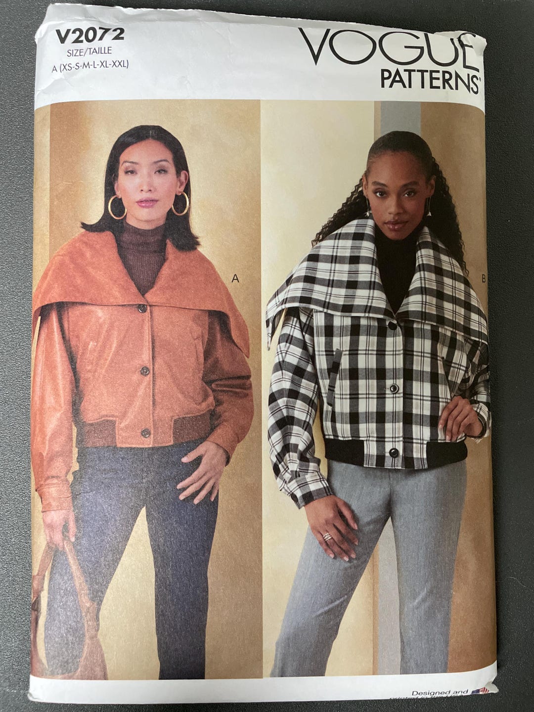 Vogue V2072 2072 Pattern UNCUT Loose Fitting Lined Bomber Oversized ...