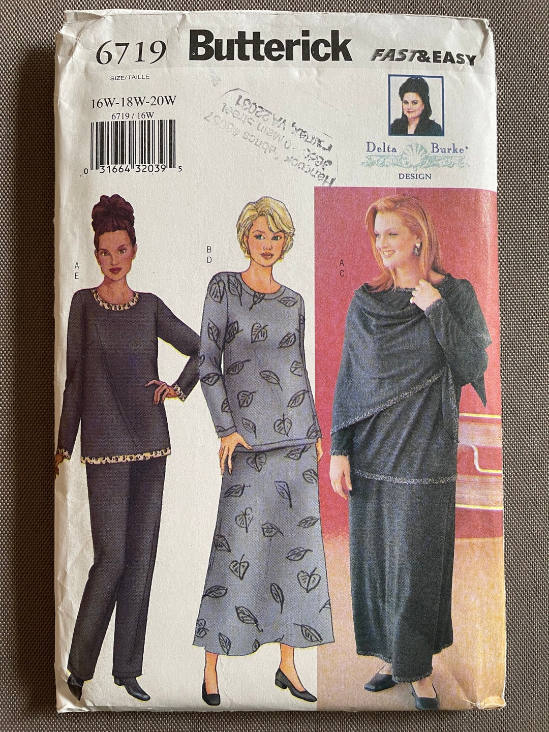 Butterick 6719 Pattern UNCUT Vintage 2000s Fast Easy Delta Burke Design ...