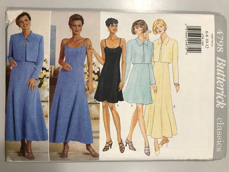 Butterick 4798 Pattern UNCUT 1990s Vintage Classics Sleeveless | Etsy