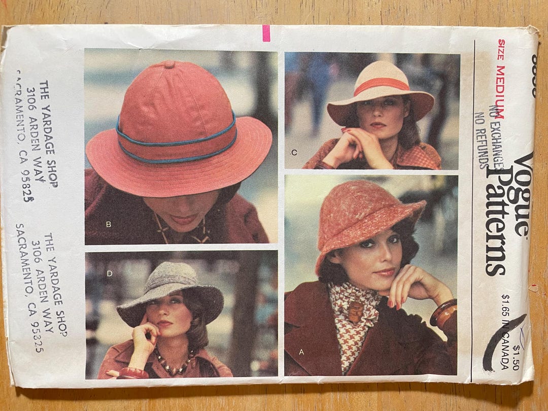 Vogue 8836 Pattern UNCUT 1970s Vintage Stitched Brim Hat Lined Medium ...