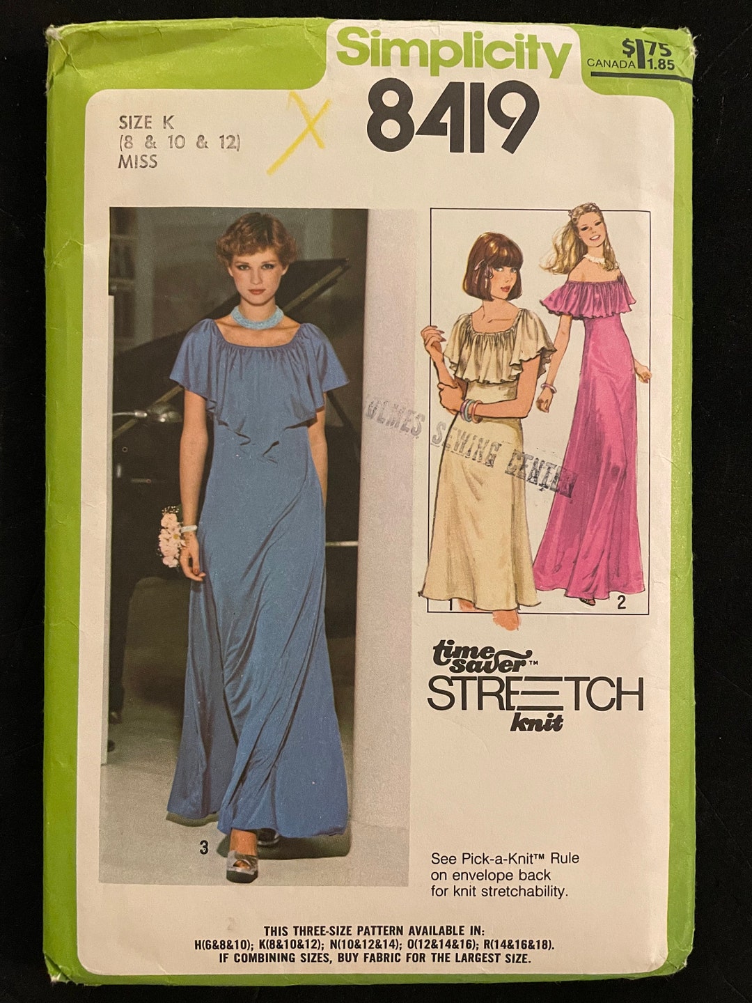 Simplicity 8419 Pattern CUT Complete 1970s Vintage Time Saver Stretch ...