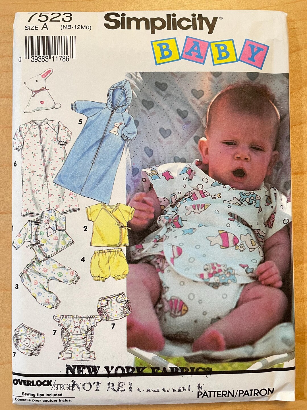 Simplicity 7523 Pattern UNCUT 1990s Vintage Baby Overlock Layette ...