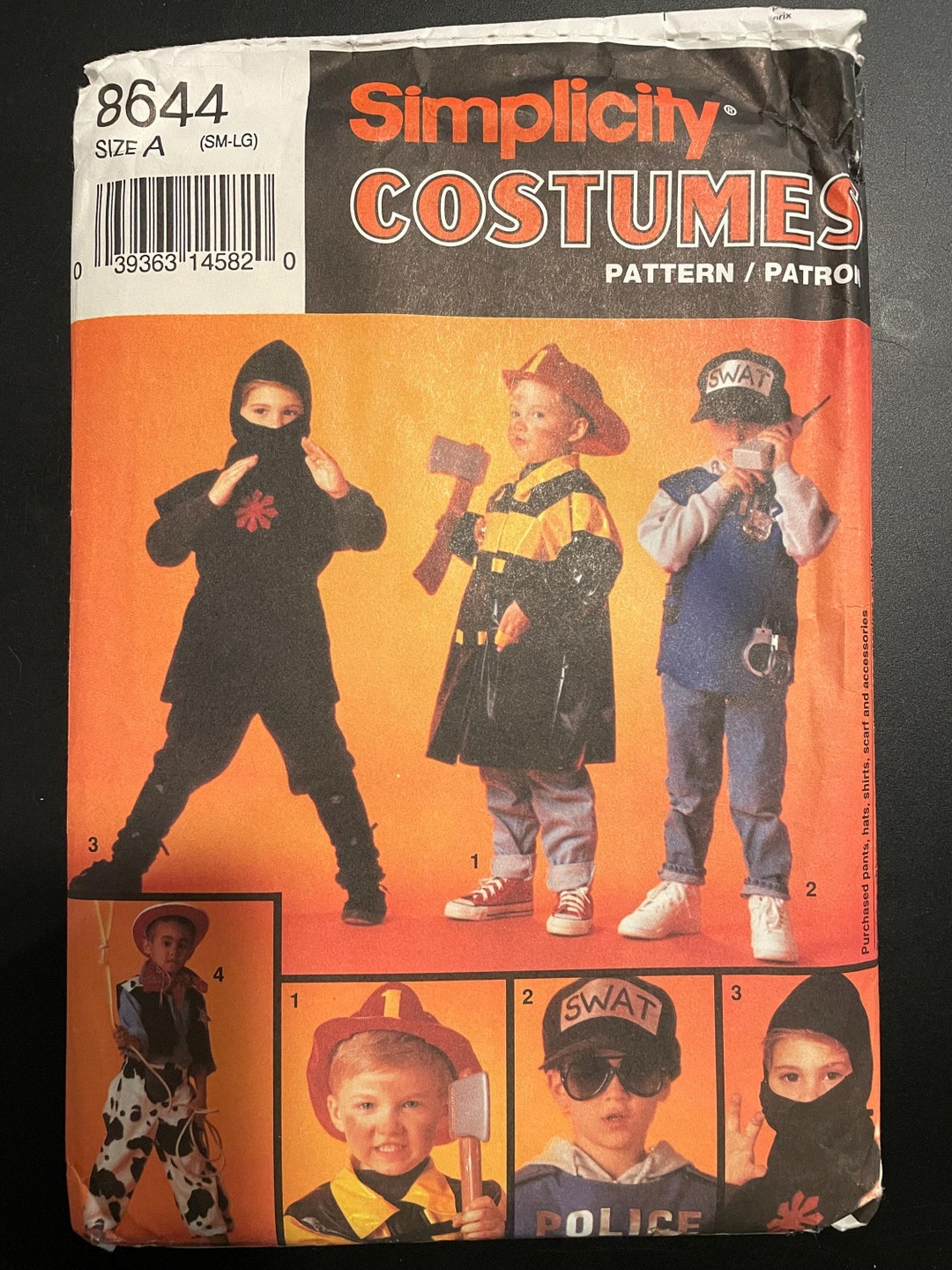 Simplicity 8644 Pattern UNCUT Vintage 1990s Halloween Boys Ninja ...