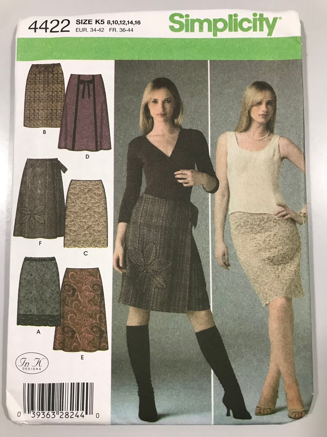 Simplicity 4422 Pattern UNCUT in K Designs Slim or Flared Side Tie Knee ...
