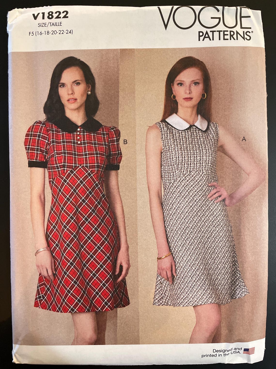Vogue V1822 1822 Pattern UNCUT Easy Retro 70s A-line Raised Empire ...