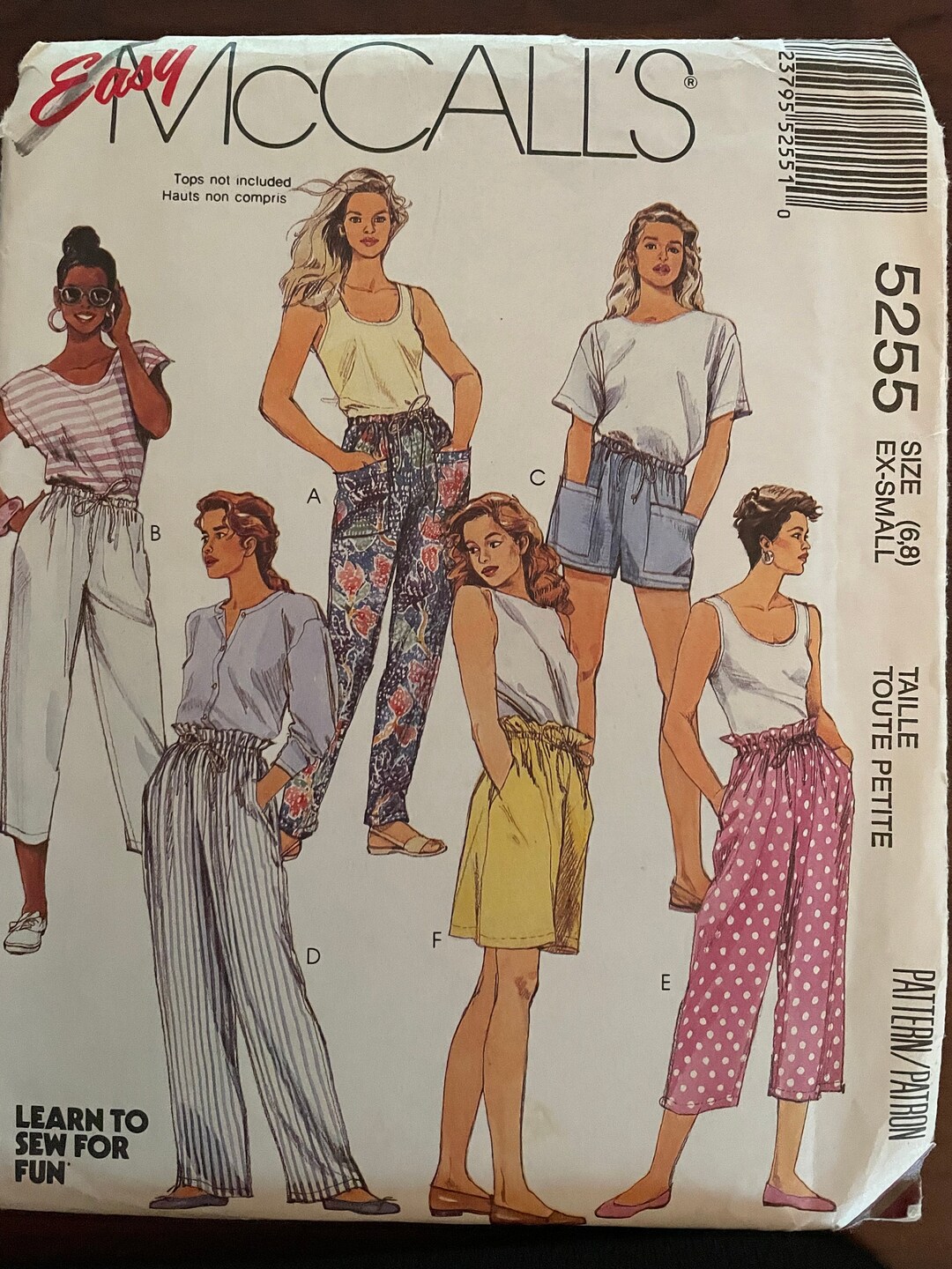 Mccalls 1991 Pattern UNCUT Easy Pull on Pants Flared or Tapered Leg ...