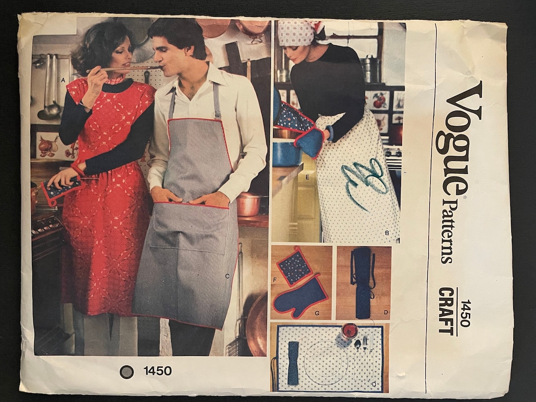 Vogue 1450 502 Pattern UNCUT 1970s Vintage Accessories Apron Dress Mans ...
