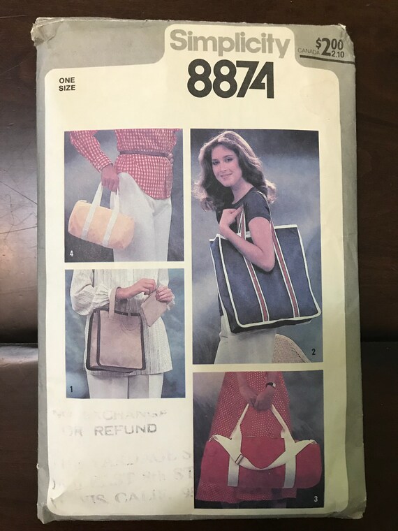 Simplicity 8874 Pattern CUT MISSING Band V2 1970s Vintage Tote - Etsy