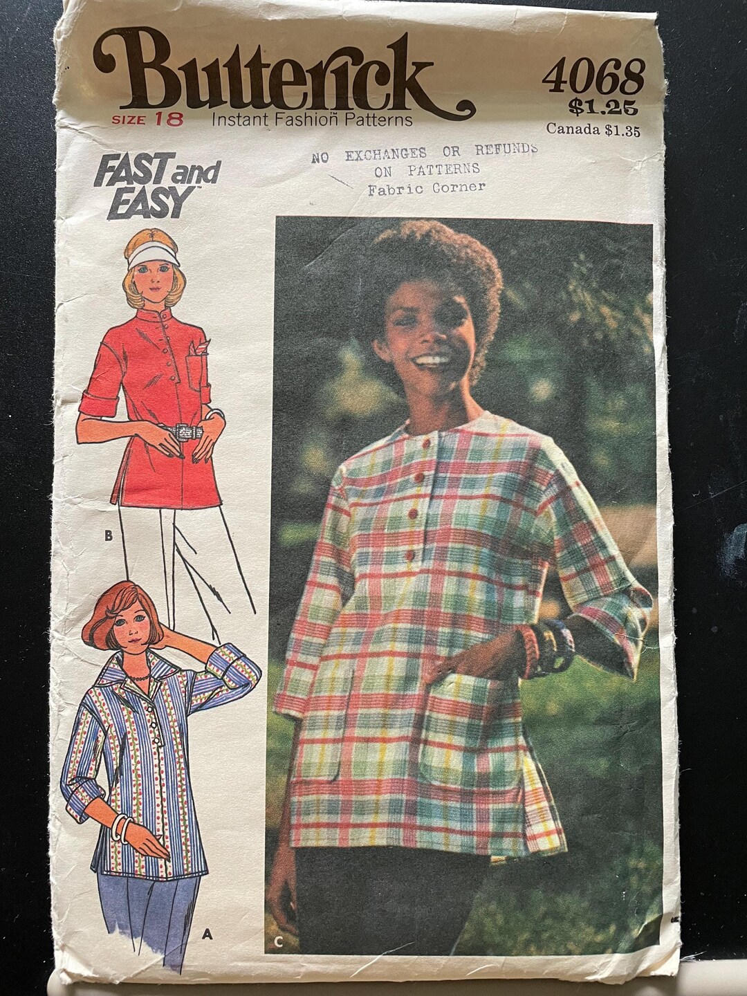 Butterick 4068 Pattern UNCUT Vintage 1970s Fast Easy Button Front ...