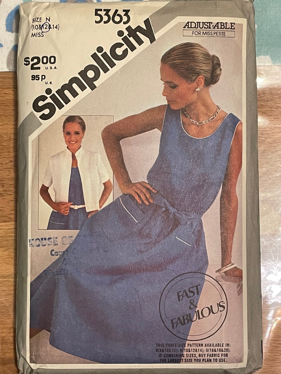 Simplicity 5363 Pattern CUT Complete Easy 1980s Vintage Fast and ...