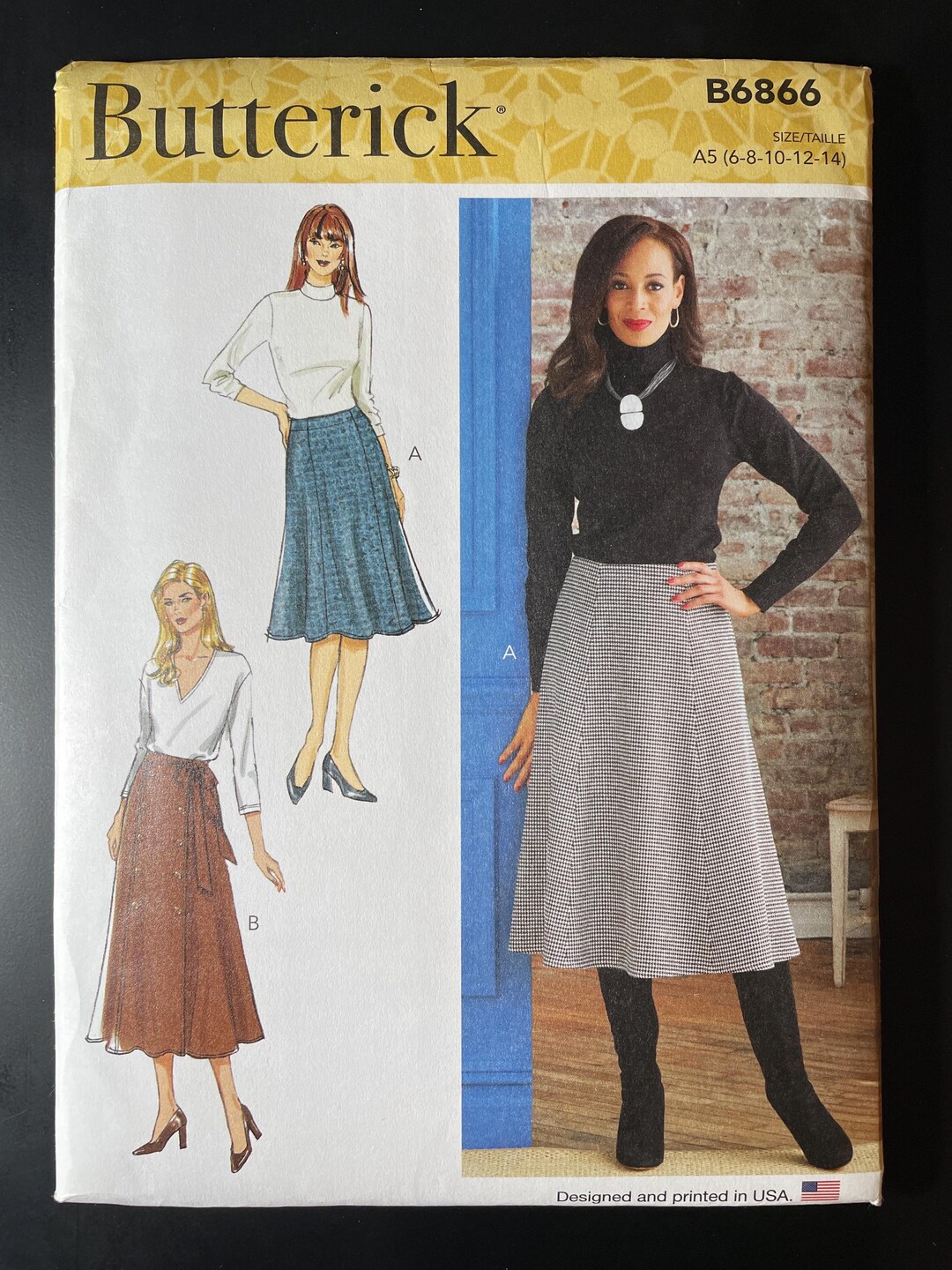 Butterick B6866 6866 Pattern UNCUT Easy Princess Seam A-line Skirt Knee ...