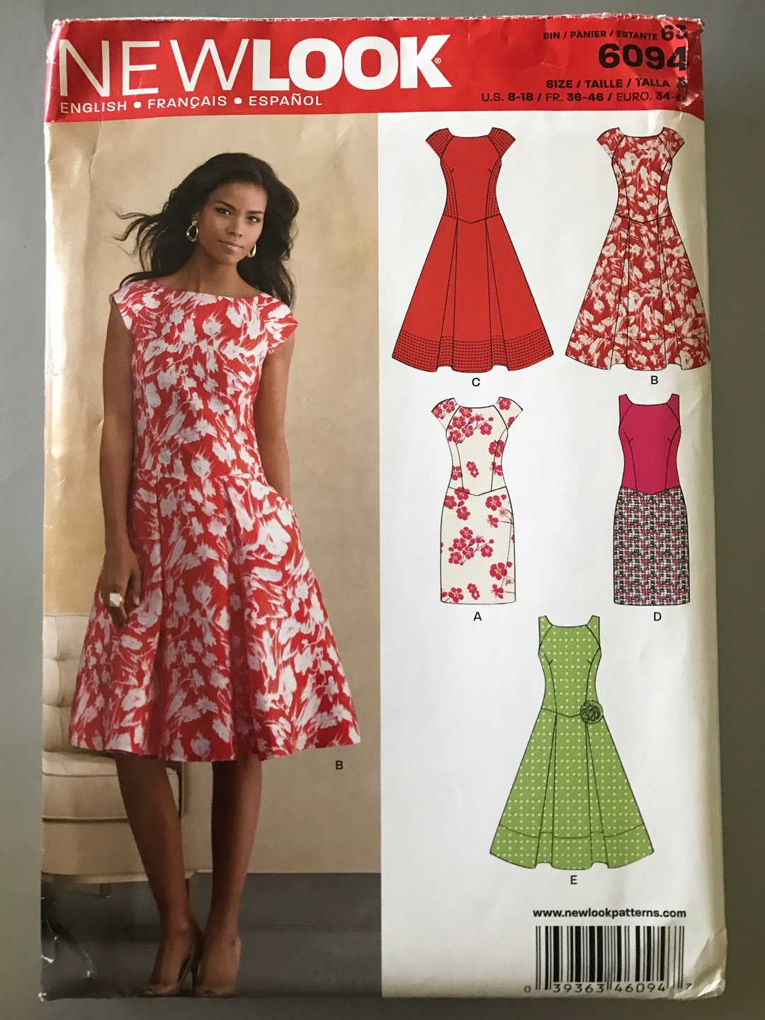 New Look 0125 6094 Pattern UNCUT Bateau Neck Dress Fitted Bodice ...