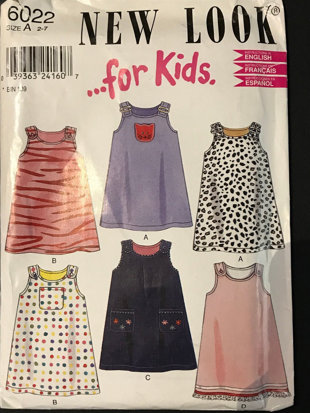 New Look 6022 Pattern UNCUT for Kids Girl's Sleeveless Jumper Dress ...