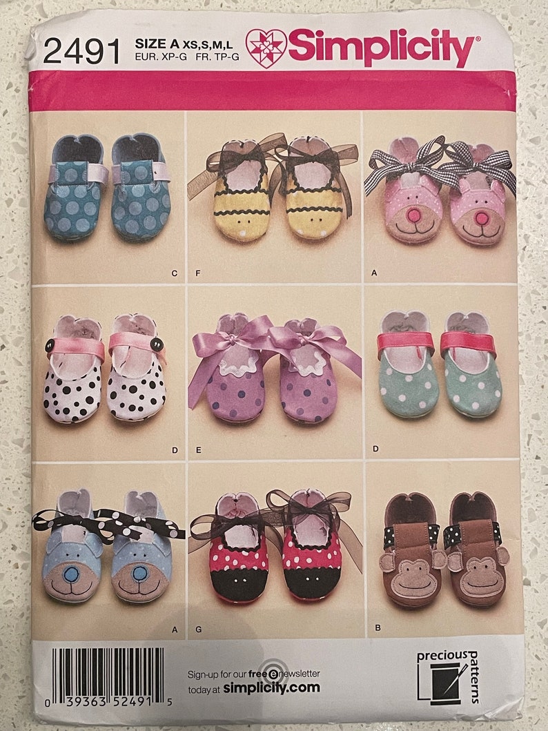 Simplicity 0481 2491 Pattern UNCUT Precious Patterns Baby Shoes ...
