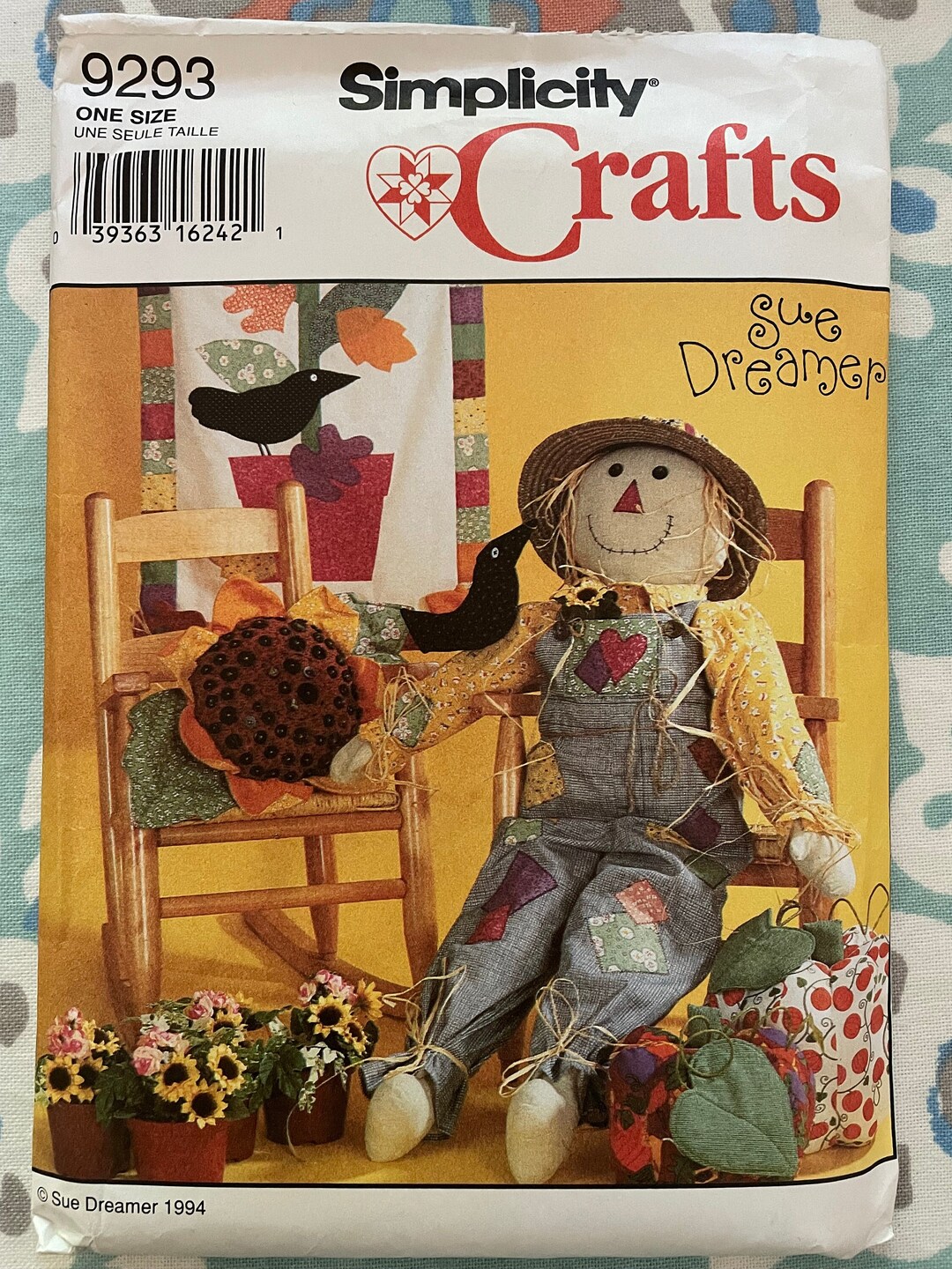 Simplicity 9293 Pattern UNCUT 1990s Vintage 33 Tall Scarecrow Plush ...