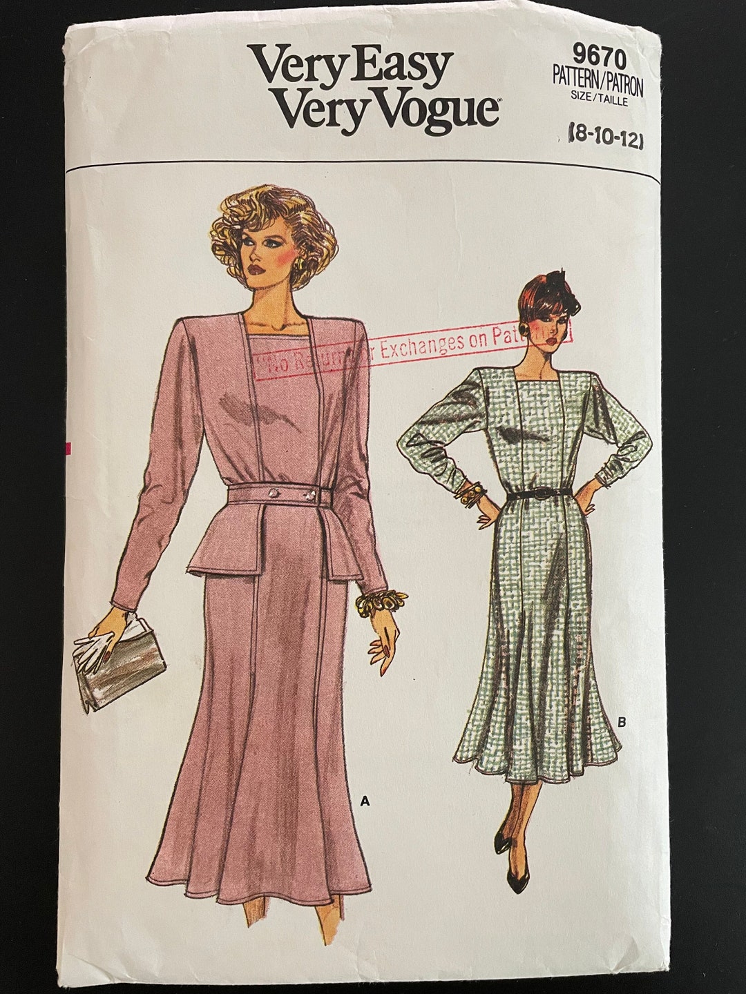 Vogue 9670 Pattern CUT Complete 1980s Vintage Very Easy Fit and Flare ...