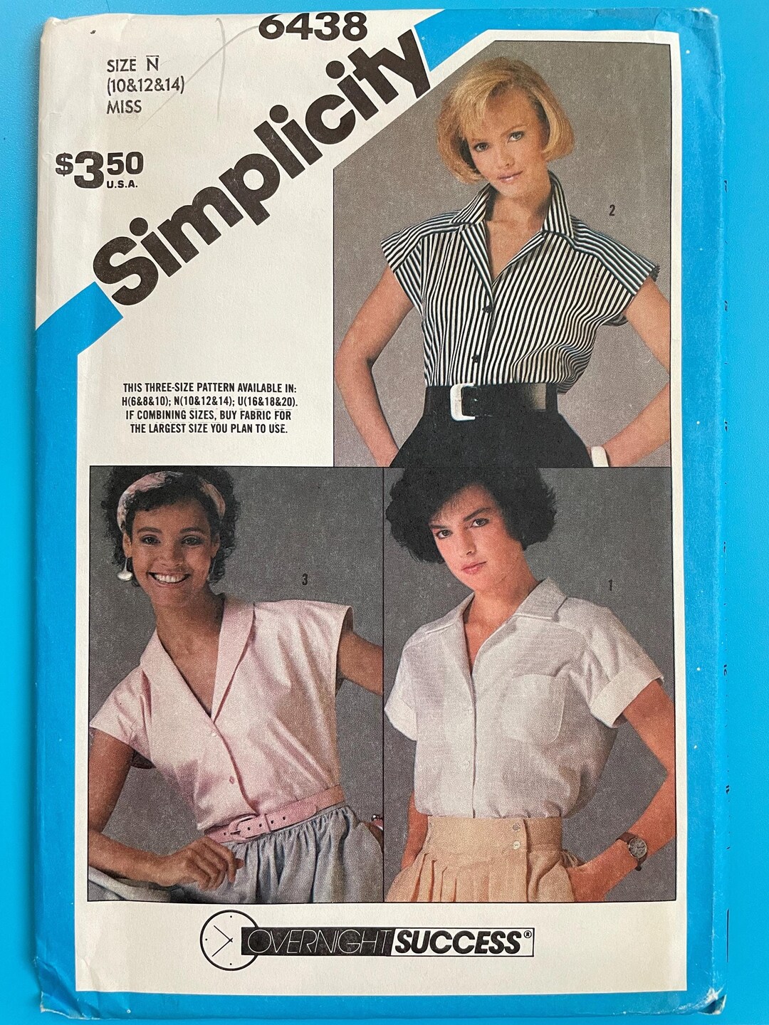 Simplicity 6438 Pattern UNCUT Vintage 1980s Easy Extended Shoulder Top ...