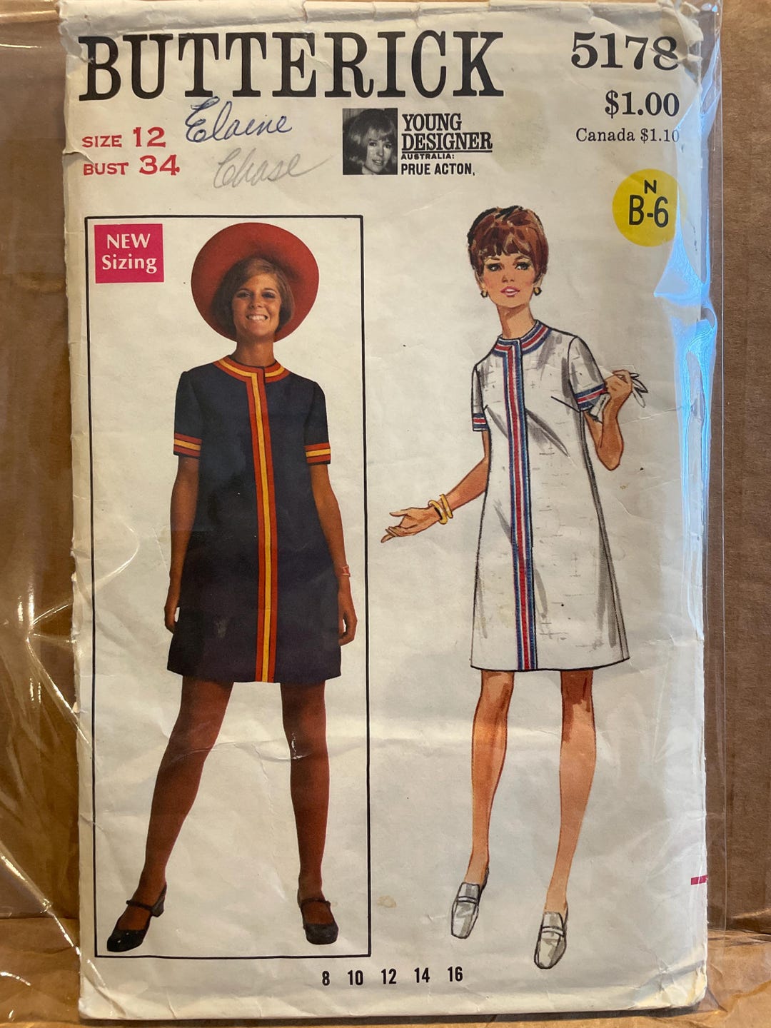 Butterick 5178 Pattern CUT Complete Vintage 1960s Young Designer Mary ...