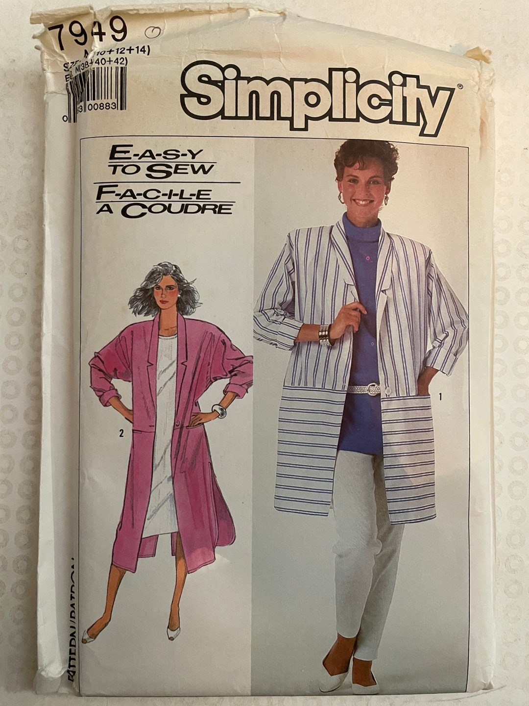 Simplicity 7949 Pattern UNCUT 1980s Easy Loose Fitting Button Front ...