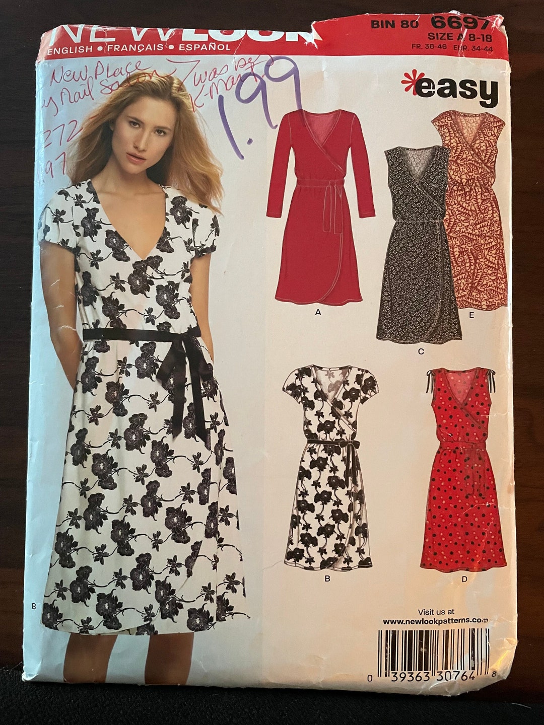 New Look 6697 Pattern UNCUT Easy Stretch Knit Mock Wrap Surplice Bodice ...