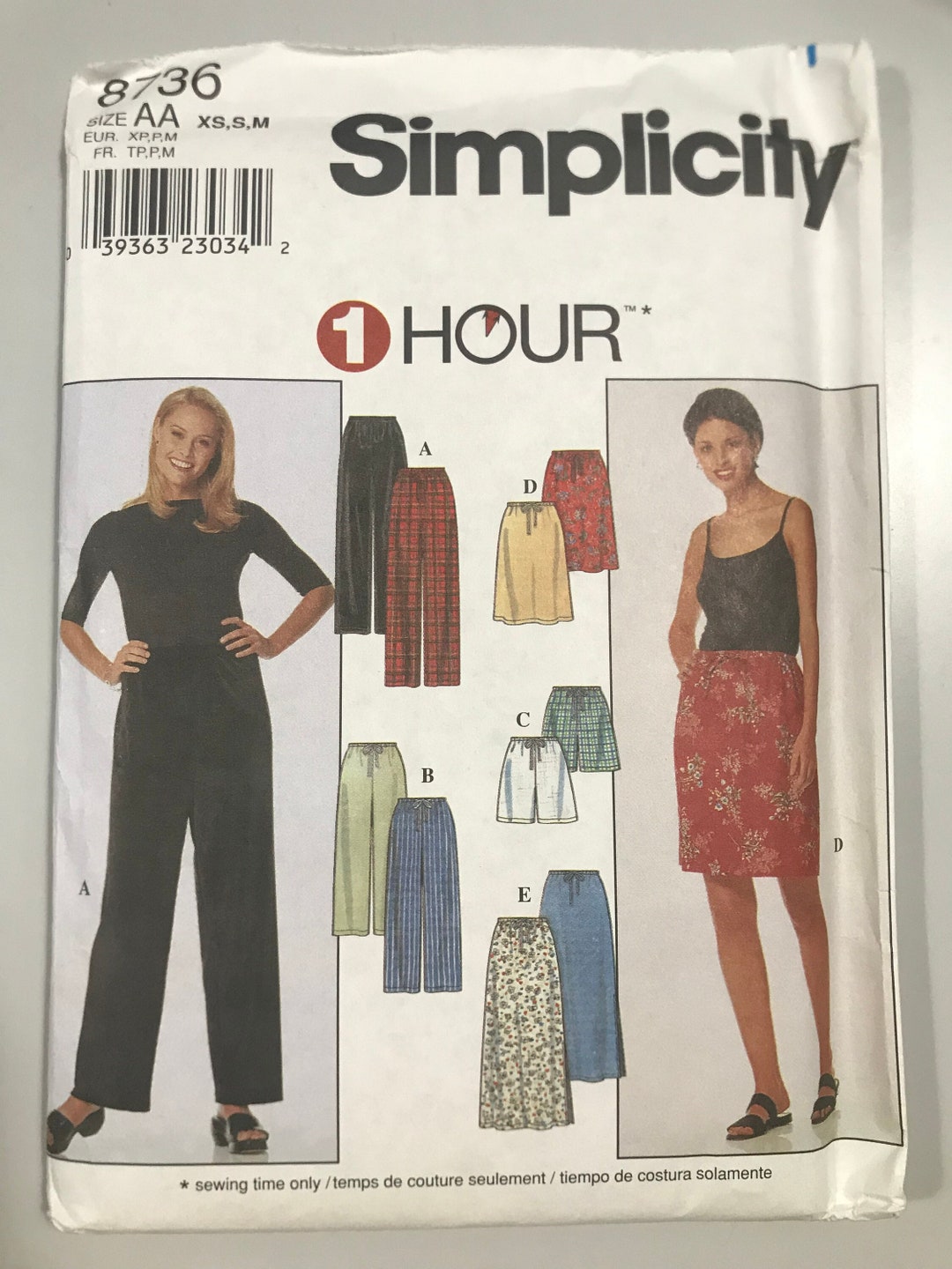 Simplicity 8736 Pattern UNCUT 1990s Vintage 1 Hour Fast Easy Pull on ...