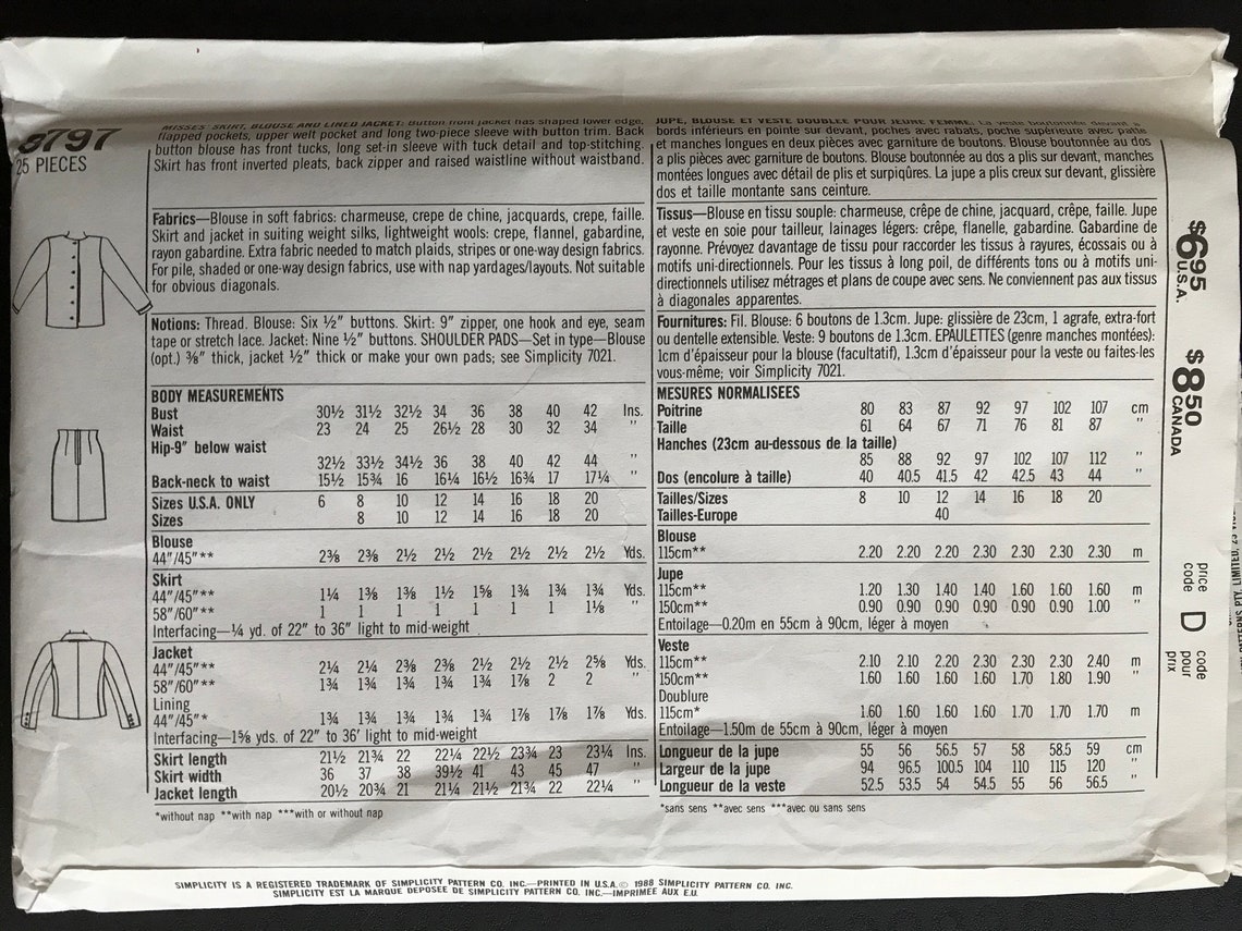 Simplicity 8797 Pattern UNCUT Jones New York Design 1980s | Etsy