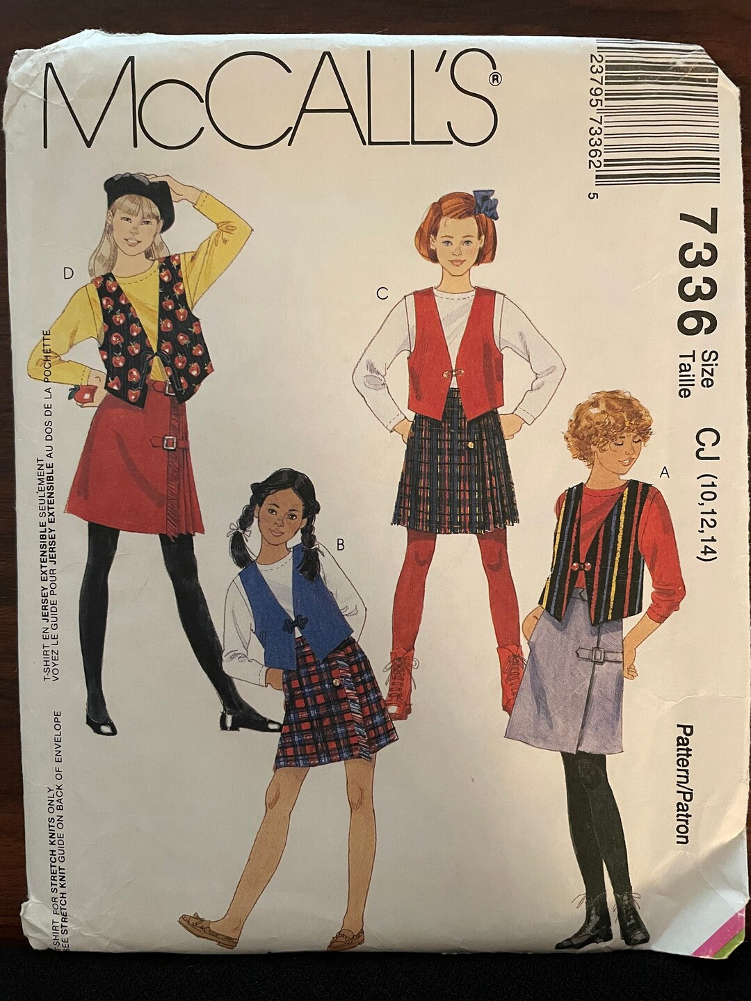 Mccalls 7336 Pattern UNCUT 1990s Tween Girls Preppy Separates ...