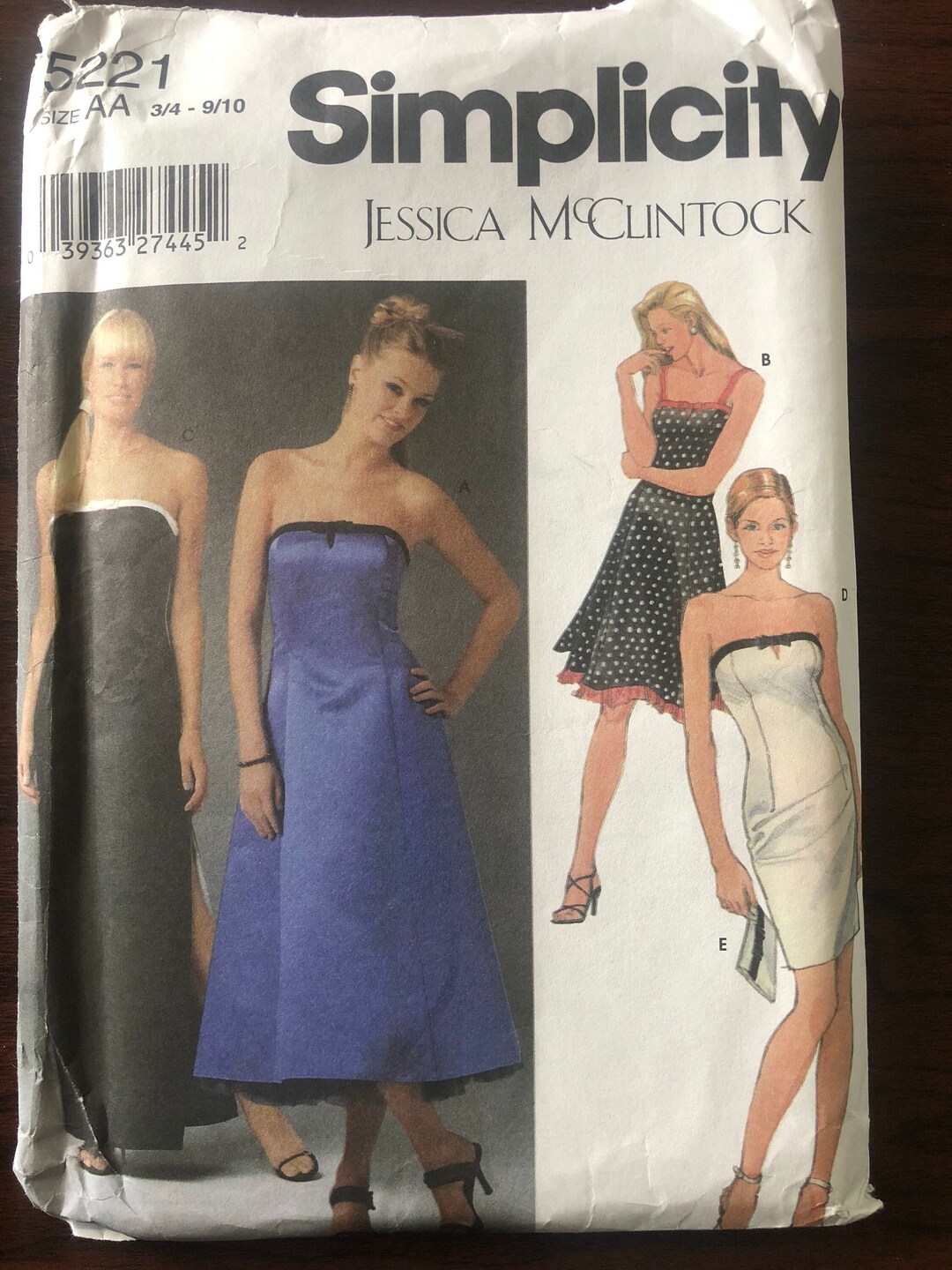 Simplicity 5221 Pattern UNCUT Designer Jessica Mcclintock Strapless ...