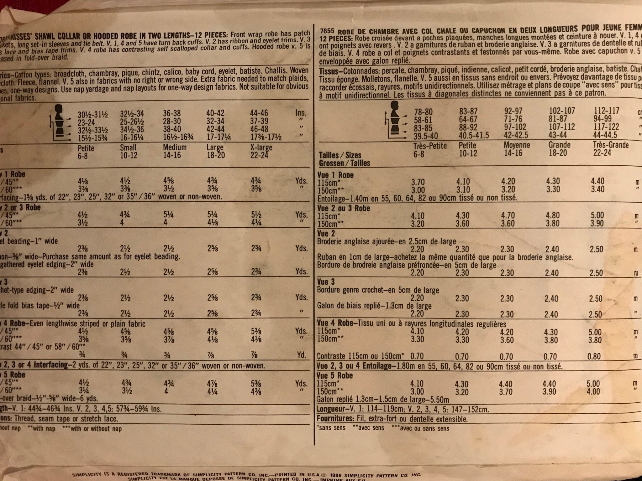 Simplicity 7655 Pattern Full Length Wrap Rope Shawl Collar - Etsy