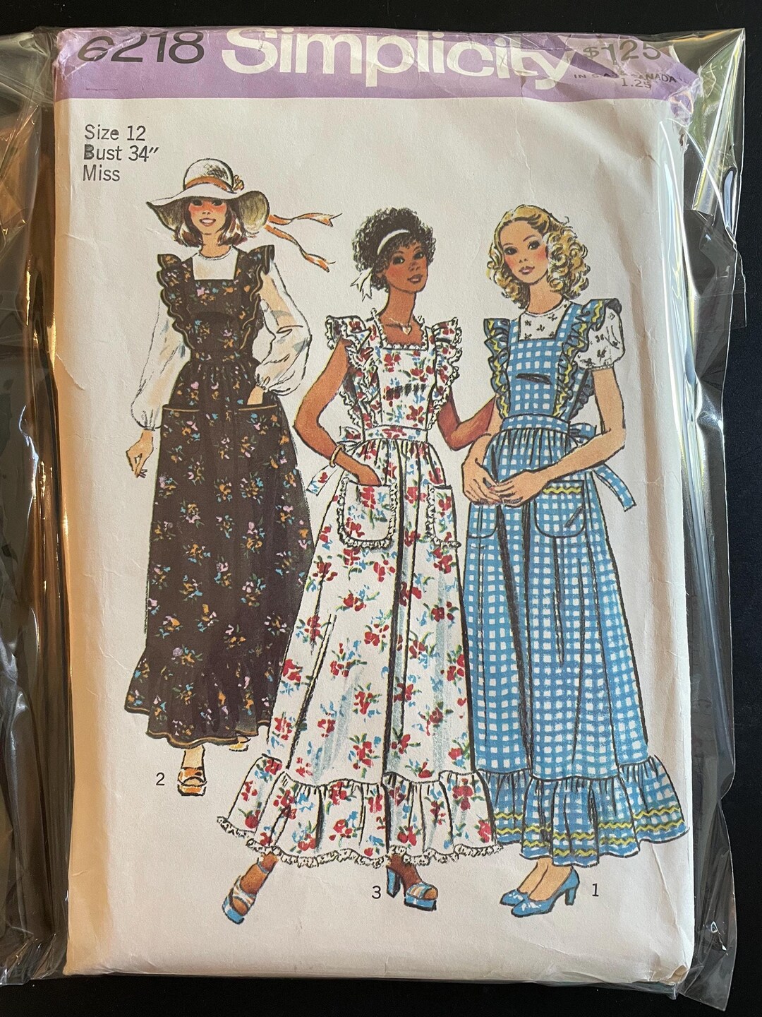 Simplicity 6218 Pattern CUT Complete Vintage 1970s Ruffled Dress or ...