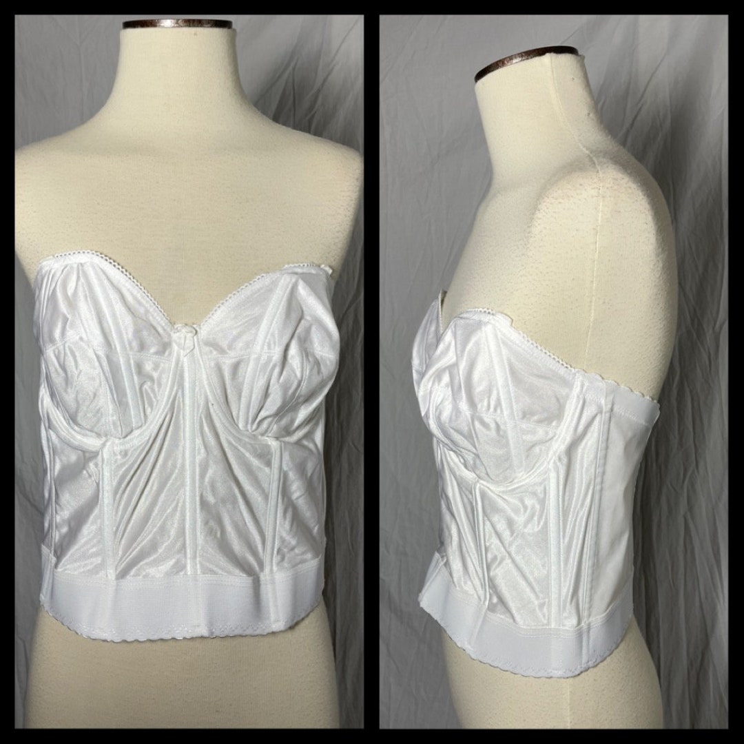 Vintage Lingerie Goddess Brand White Corset Bustier Style Bra Boned ...