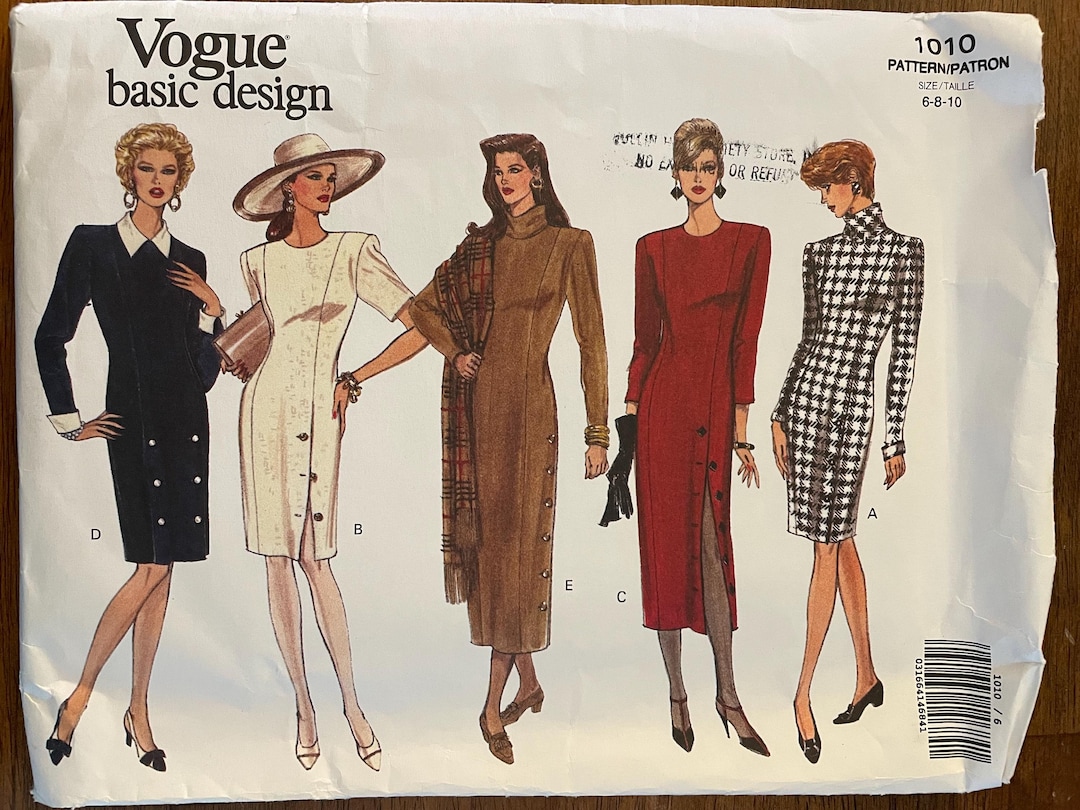 Vogue 1010 Pattern UNCUT Vintage 1990s Basic Design Fitted Straight ...