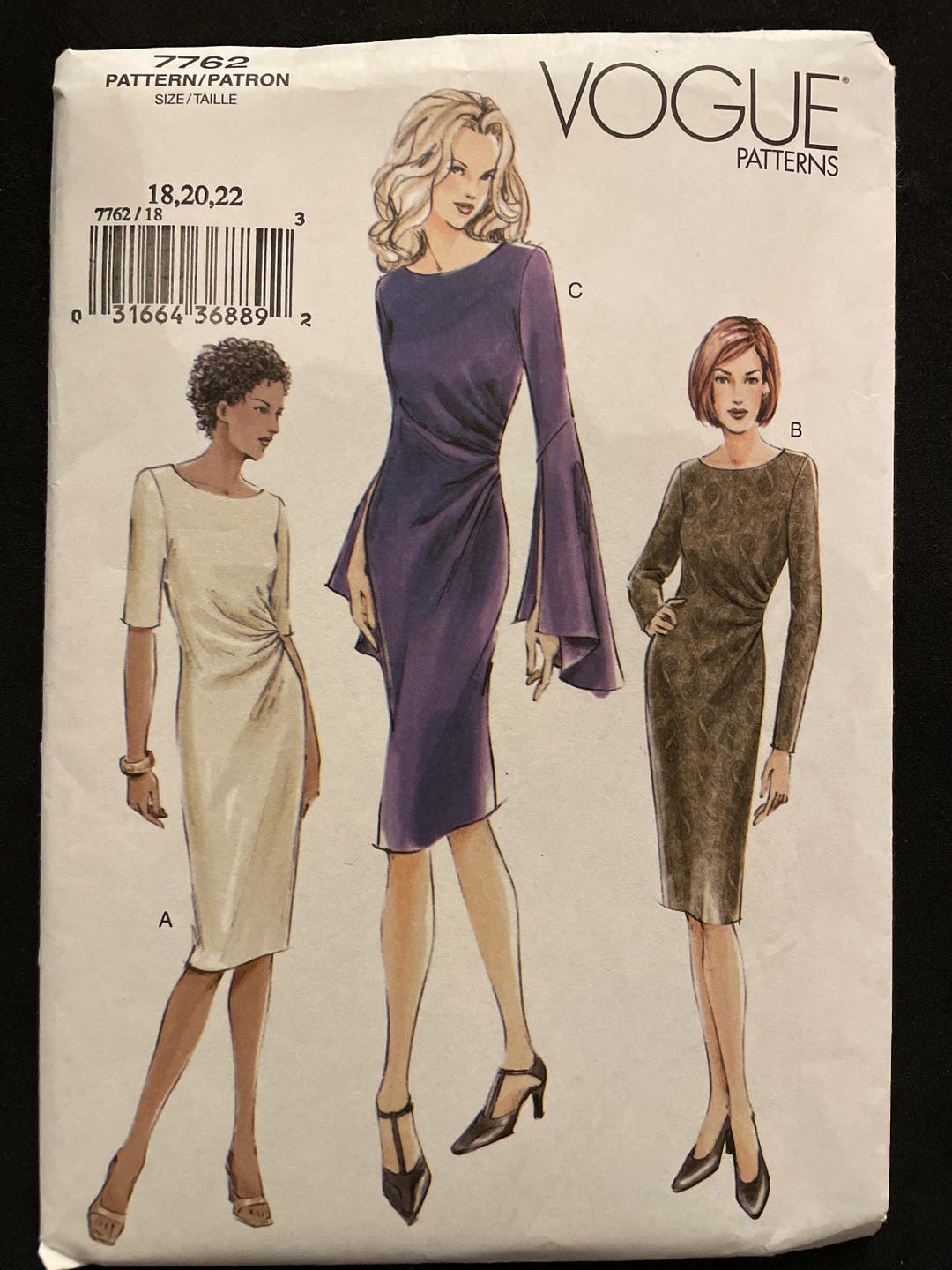 Vogue 7762 Pattern UNCUT Vintage 2000s Long Short Sleeve Angel Close ...