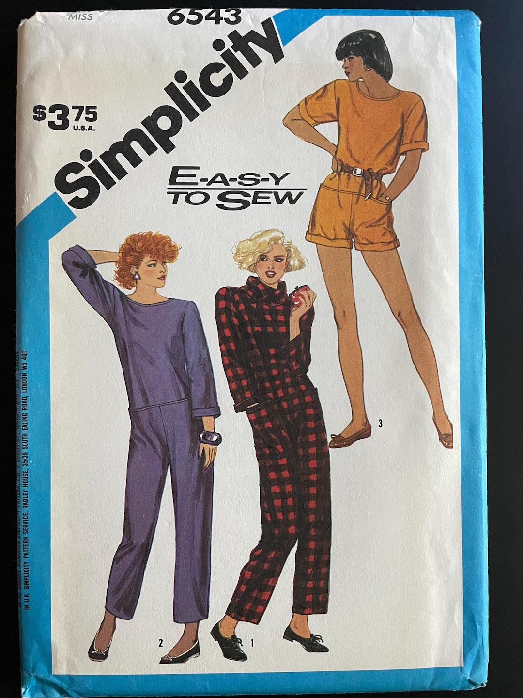 Simplicity 6543 Pattern UNCUT 1980s Vintage Easy to Sew Loose Fitting ...