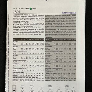 Vogue 7801 Pattern UNCUT 2000s Vintage Loose Fitting Hip Length Blouse ...