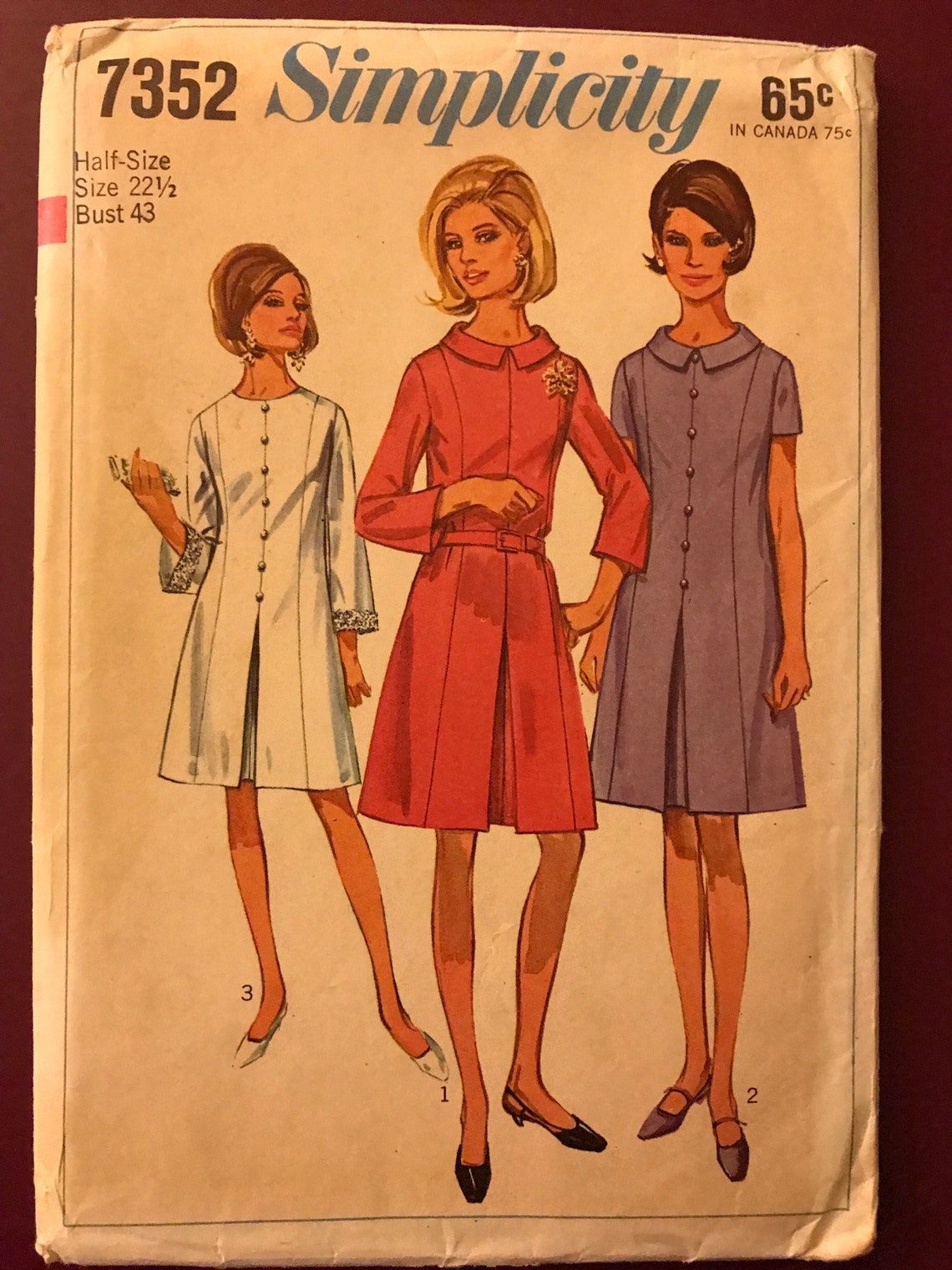 Simplicity 7352 Pattern UNCUT 1960s Princess Seamed Knee | Etsy