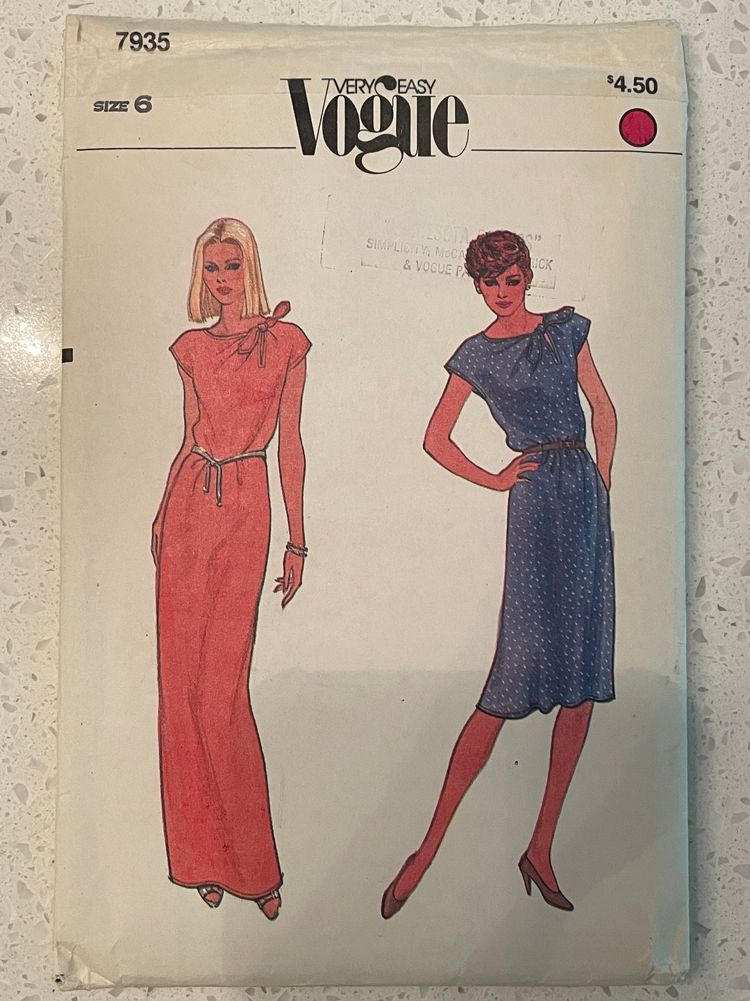 Vogue 7935 Pattern CUT Complete 1970s Vintage Very Easy Cap Sleeve ...