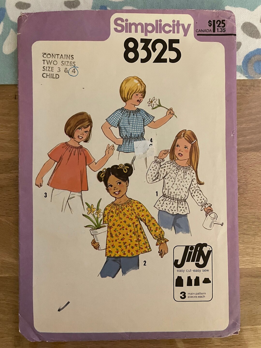 Simplicity 8325 Pattern CUT Complete 1970s Vintage Jiffy Little Girl's ...