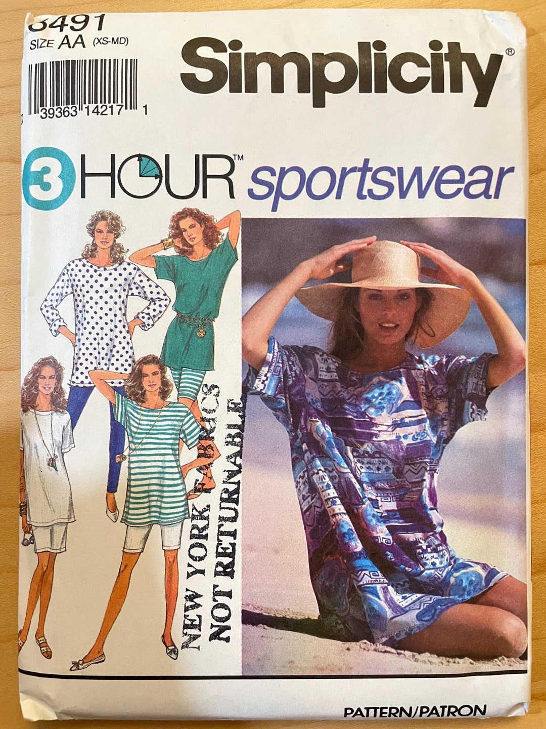 Simplicity 8491 Pattern UNCUT 1990s Vintage 3 Hour Sportswear Easy Short Long Sleeve Loose ...