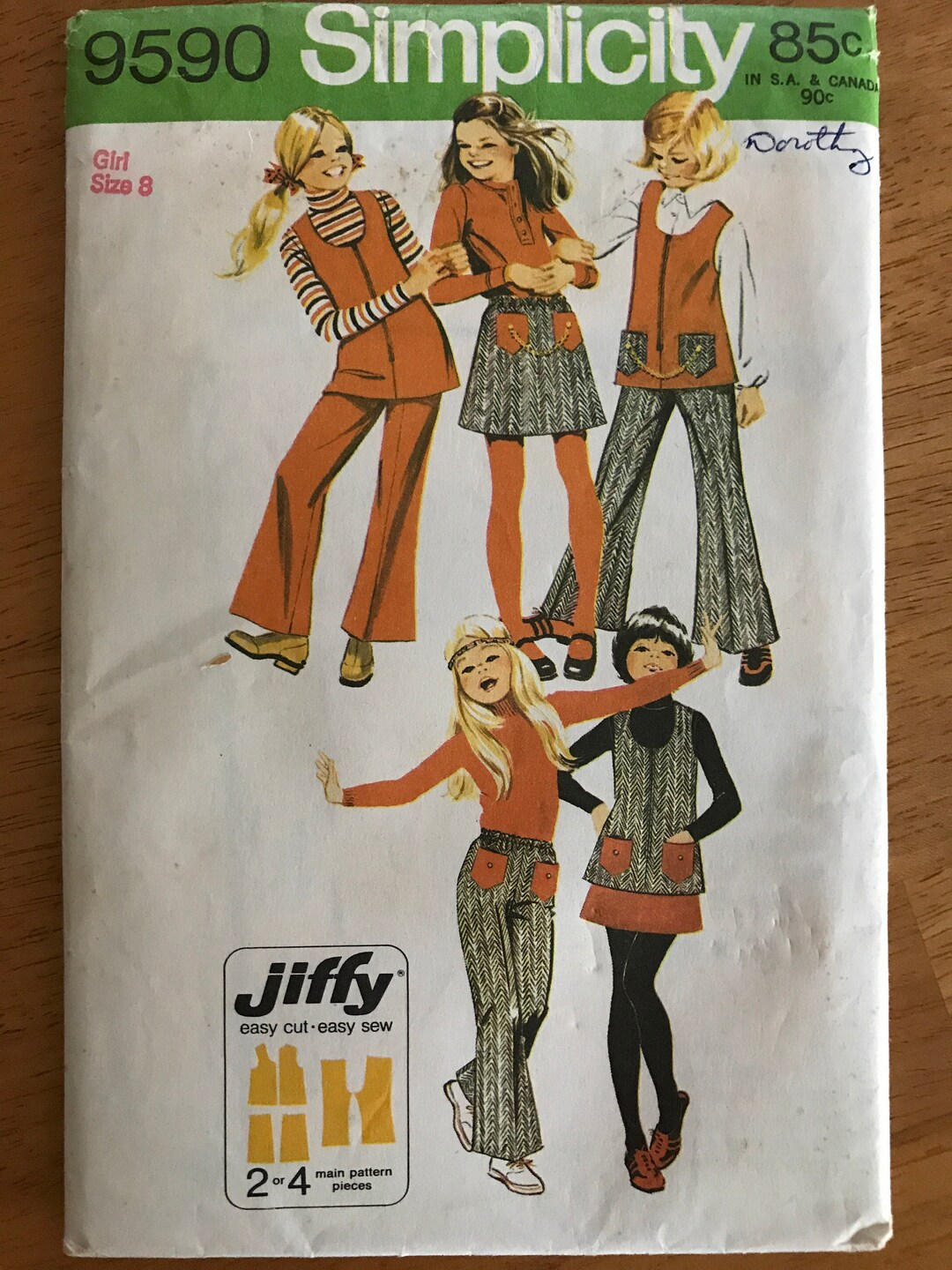 Simplicity 9590 Pattern CUT Complete Vintage 1970s Jiffy Scoop Neck ...