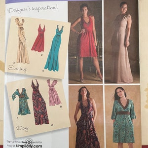 Simplicity 3503 Pattern UNCUT Stretch Knit Deep V Neck Dress Shaped ...