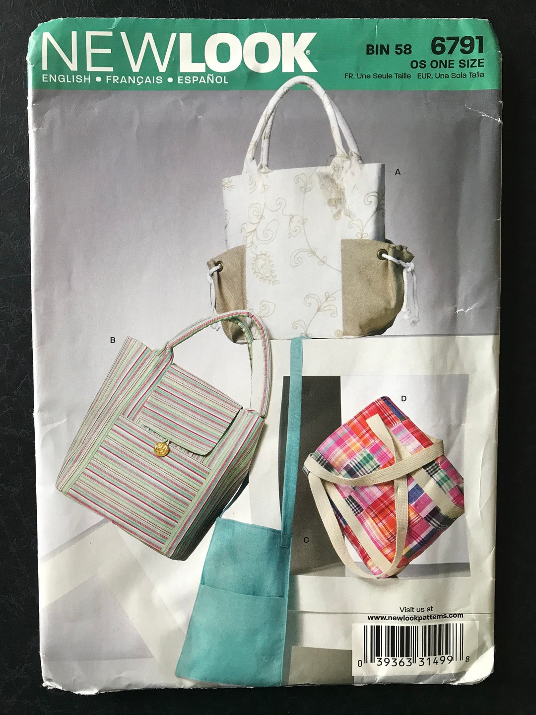 New Look 6791 Pattern Shoulder Tote and Cross Body Bags UNCUT IL - Etsy